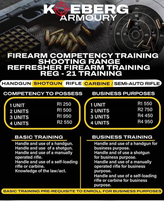 Koebergs Firearm Solutions | Accreditations, Firearm Licenses & Competency